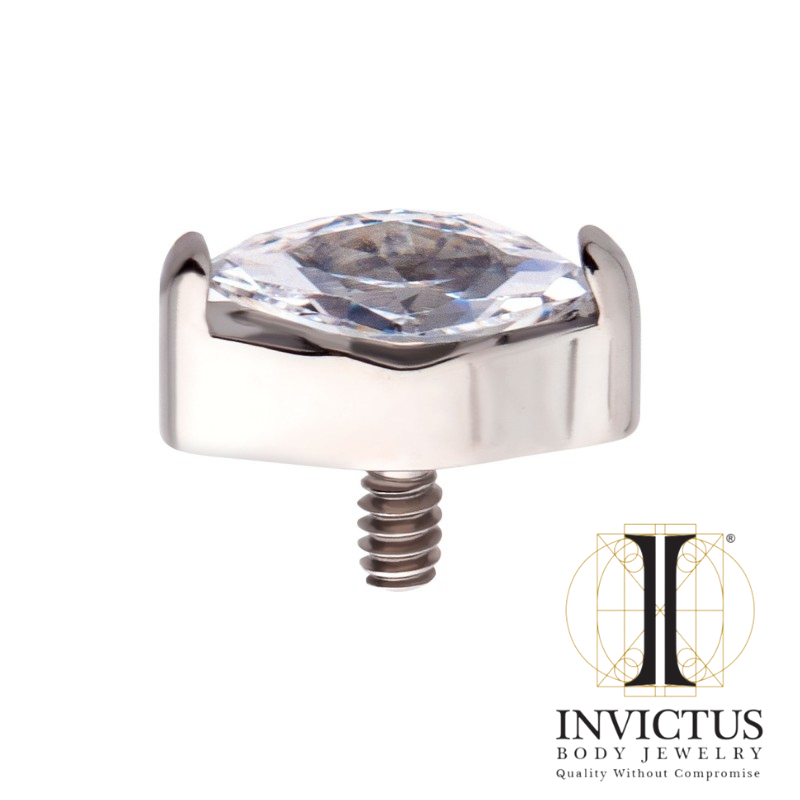 Titanium Internally Threaded with 2-Prong Set Marquise CZ Top – REBELLIC